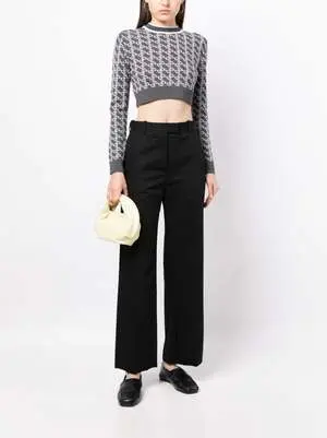 PATOU Jacquard Merino Cropped Jumper - Grey