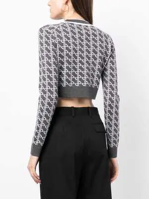 PATOU Jacquard Merino Cropped Jumper - Grey