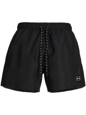 Hugo Logo-plaque Drawstring Shorts - Black