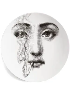 FORNASETTI Tema E Variazioni Face-print Porcelain Wall Plate - White