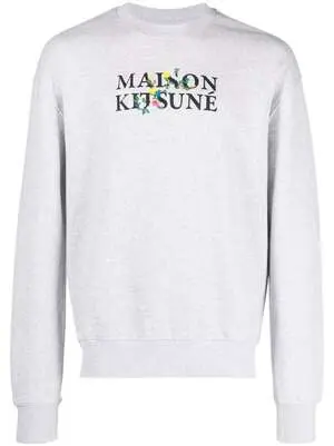 Maison Kitsuné Logo-print Cotton Sweatshirt - Grey