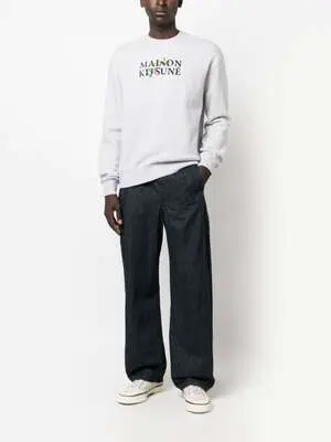 Maison Kitsuné Logo-print Cotton Sweatshirt - Grey