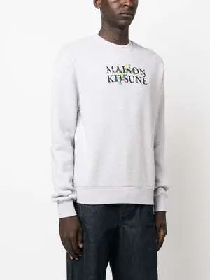 Maison Kitsuné Logo-print Cotton Sweatshirt - Grey