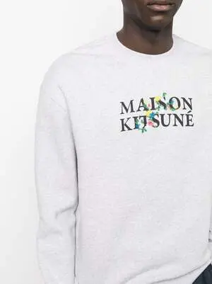 Maison Kitsuné Logo-print Cotton Sweatshirt - Grey