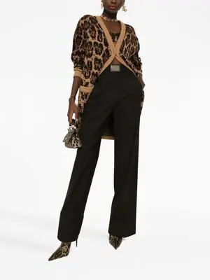 Dolce & Gabbana Leopard-print V-neck Cardigan - Brown