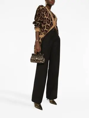 Dolce & Gabbana Leopard-print V-neck Cardigan - Brown