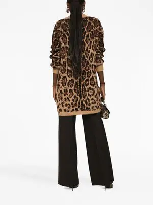 Dolce & Gabbana Leopard-print V-neck Cardigan - Brown