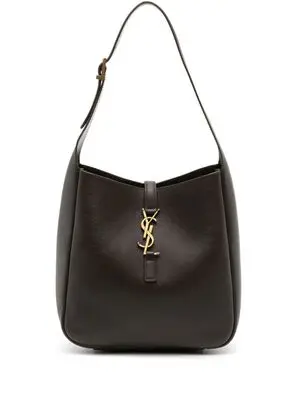 Saint Laurent Monogram-plaque Shoulder Bag - Brown