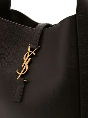 Saint Laurent Monogram-plaque Shoulder Bag - Brown