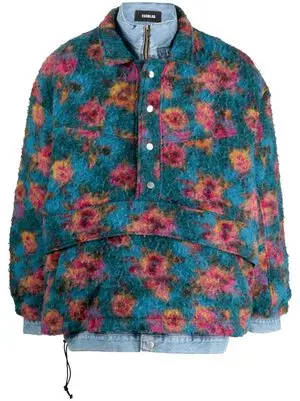 EGONLAB Floral-print High-neck Bomber Jacket