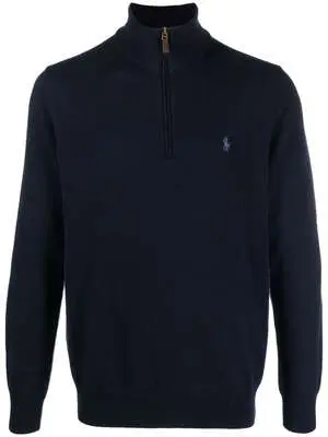 Polo Ralph Lauren Logo-embroidered Half-zip Sweater - Blue