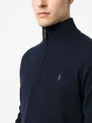 Polo Ralph Lauren Logo-embroidered Half-zip Sweater - Blue