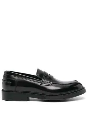DOUCAL'S Round-toe Leather Loafers - Black
