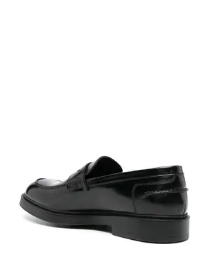 DOUCAL'S Round-toe Leather Loafers - Black