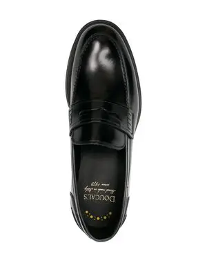 DOUCAL'S Round-toe Leather Loafers - Black