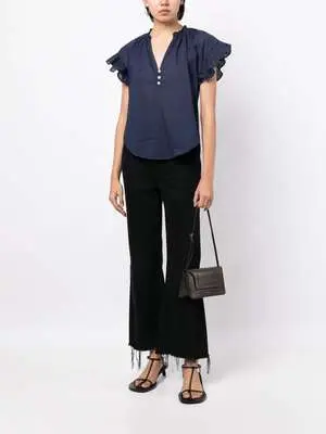 Veronica Beard Ruffled Cuffs Poplin Shirt