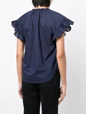 Veronica Beard Ruffled Cuffs Poplin Shirt
