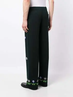 BODE Floral-embroidered Wool Trousers