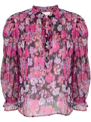 Liu Jo Floral-print Tie-neck Blouse - Pink