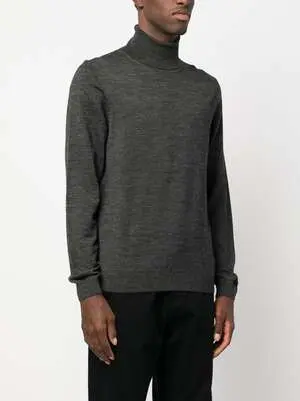 BOSS Roll Neck Virgin Wool Jumper - Grey
