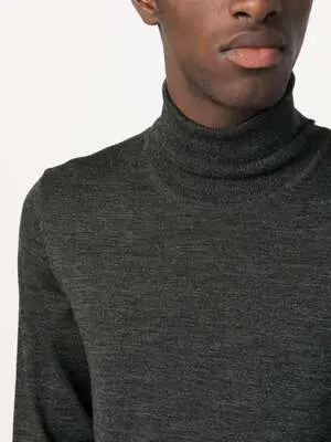 BOSS Roll Neck Virgin Wool Jumper - Grey