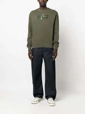 Maison Kitsuné Floral-embroidered Cotton Sweatshirt - Green