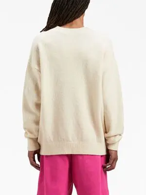 Palm Angels Logo-embroidered Wool-blend Jumper - White