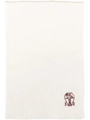 Brunello Cucinelli Embroidered Cashmere Neck Warmer - White