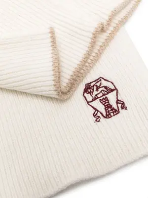 Brunello Cucinelli Embroidered Cashmere Neck Warmer - White