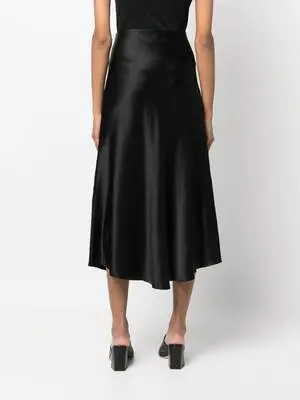 Vince Satin-finish Draped Midi Skirt