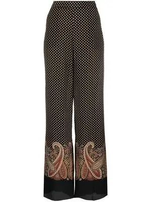Etro Paisley-print Wide-leg Trousers - Black