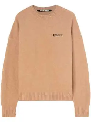 Palm Angels Logo-embroidered Jumper - Neutrals