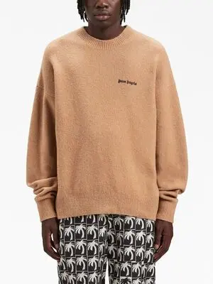 Palm Angels Logo-embroidered Jumper - Neutrals