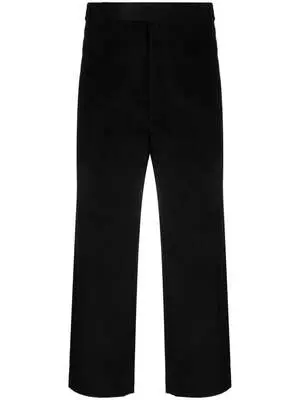Thom Browne Corduroy Trousers With Rwb Stripe - Black