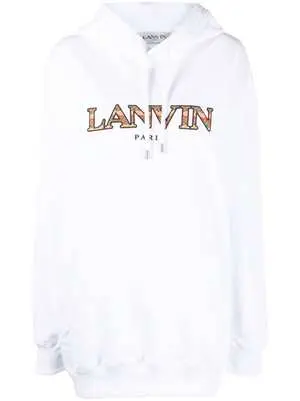 LANVIN Logo-embroidered Hoodie - White