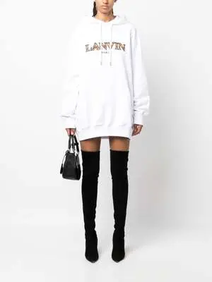 LANVIN Logo-embroidered Hoodie - White