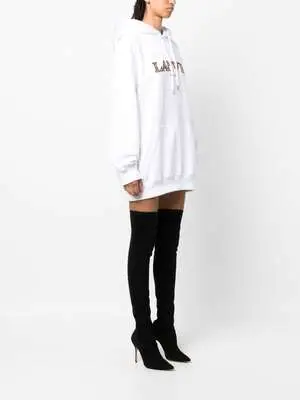 LANVIN Logo-embroidered Hoodie - White