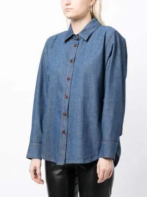 FORTE_FORTE Spread-collar Chambray Shirt
