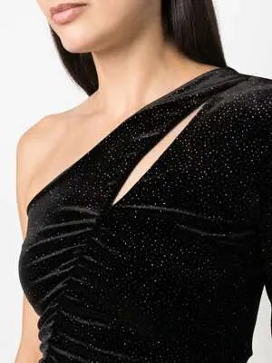 Patrizia Pepe Glitter-detail Asymmetric Velvet Top