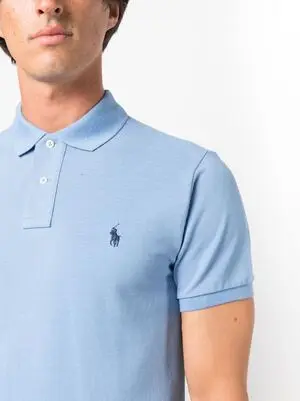Polo Ralph Lauren Embroidered Cotton Piqué Polo Shirt - Blue