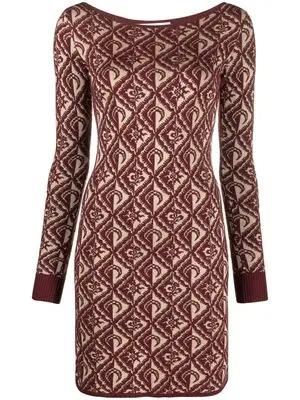MARINE SERRE Moon Diamant-jacquard Minidress - Red
