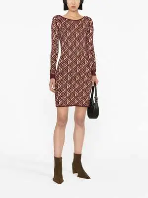 MARINE SERRE Moon Diamant-jacquard Minidress - Red