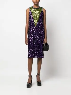 Plan C Colour-block Sequin Midi Dress