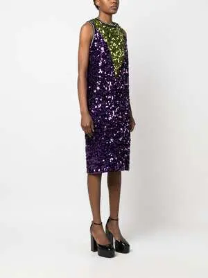 Plan C Colour-block Sequin Midi Dress
