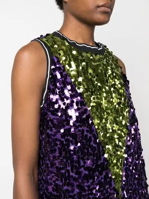 Plan C Colour-block Sequin Midi Dress