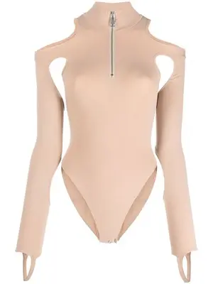 ANDREĀDAMO Sculpted Jersey Cut-out Bodysuit - Neutrals