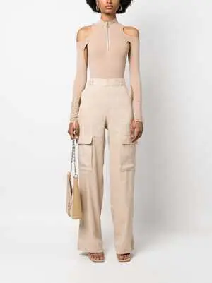 ANDREĀDAMO Sculpted Jersey Cut-out Bodysuit - Neutrals