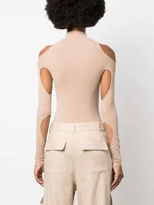 ANDREĀDAMO Sculpted Jersey Cut-out Bodysuit - Neutrals