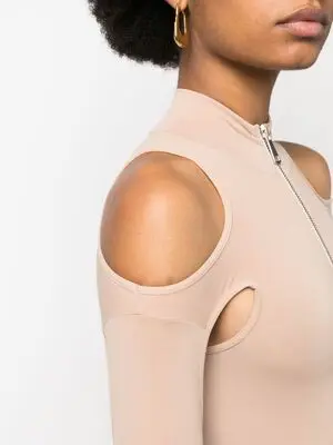 ANDREĀDAMO Sculpted Jersey Cut-out Bodysuit - Neutrals