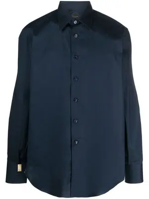 BILLIONAIRE Logo-embroidered Cotton Shirt - Blue